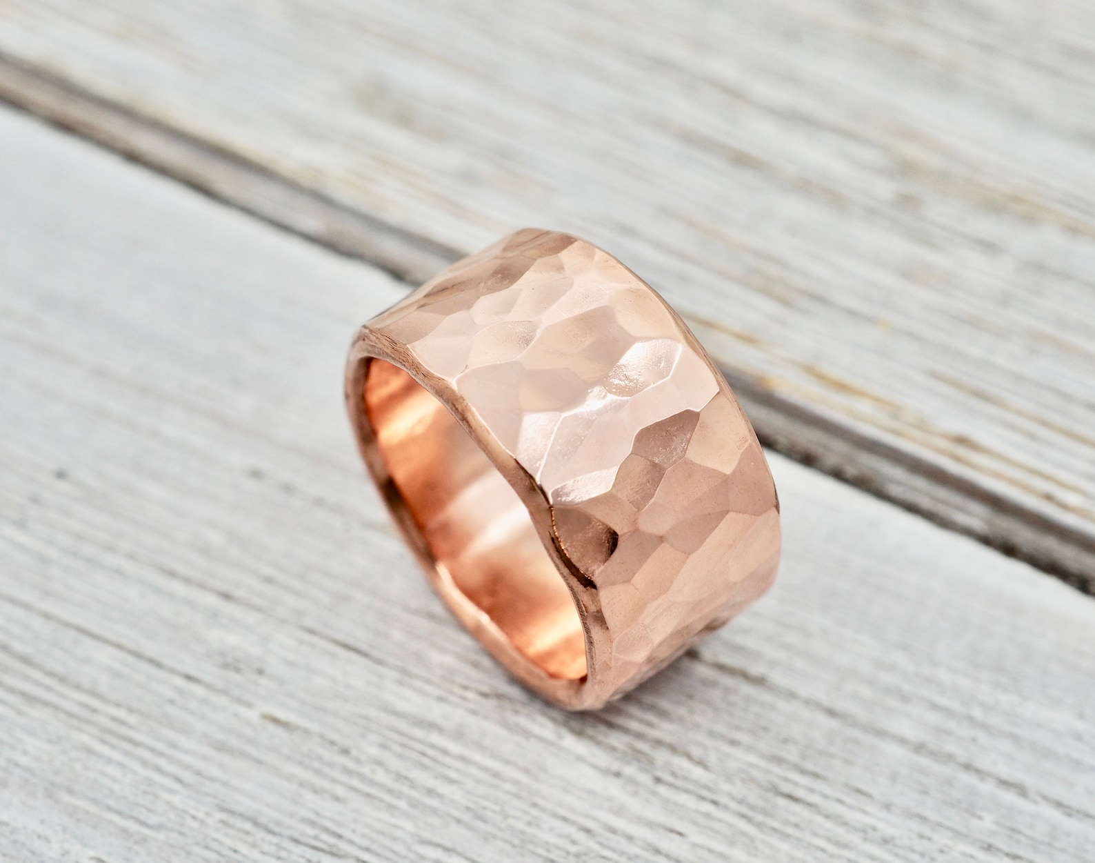 Wide Hammered Copper Ring | Hammered Copper Ring | Heavy Copper Ring ...