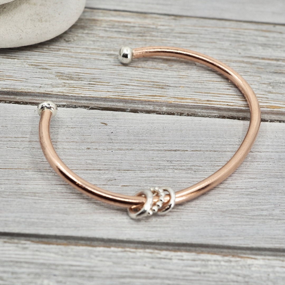 Pure Copper and Silver Cuff | Mixed Metal Cuff | Copper Torque Bangle ...