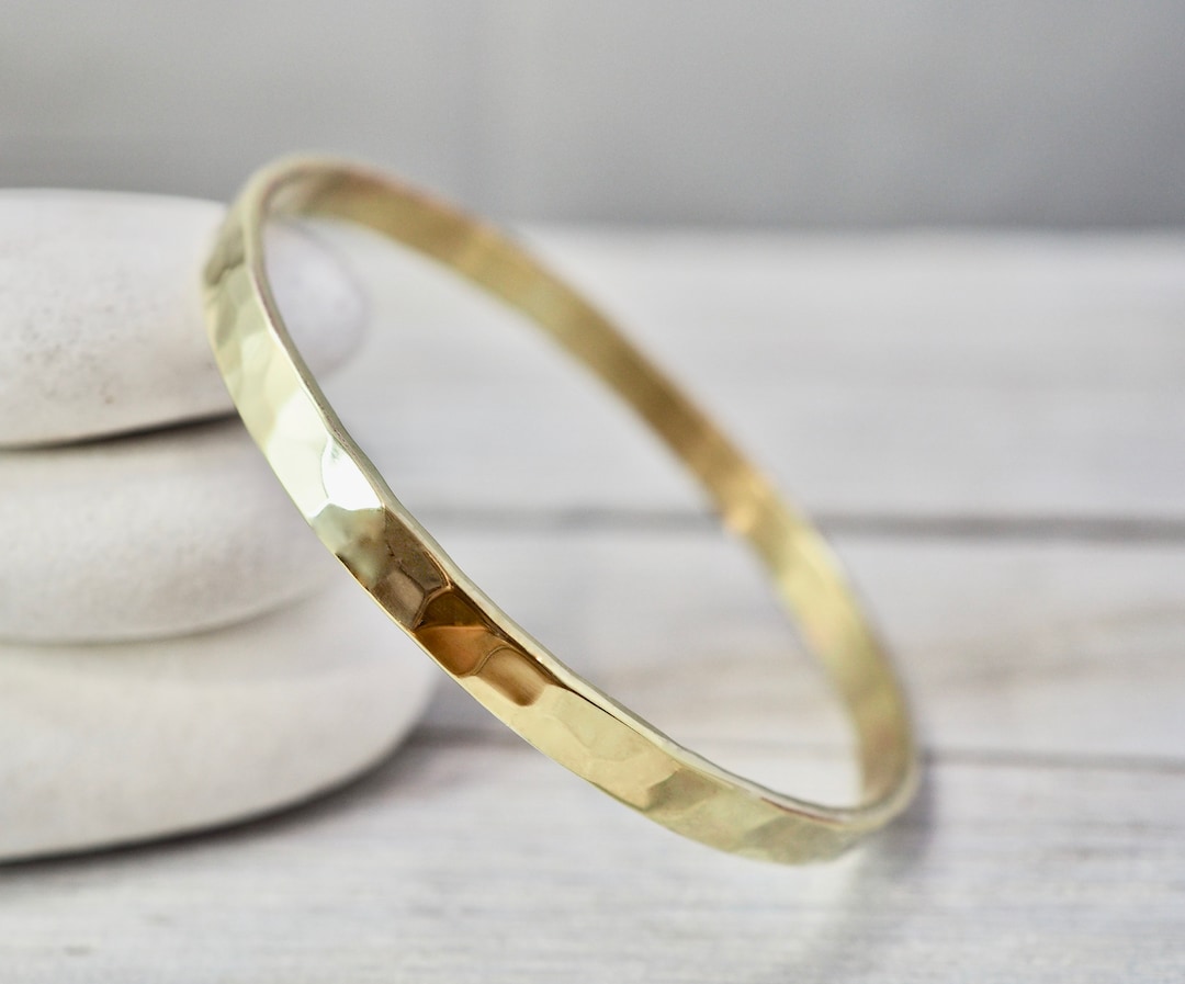 Wide Brass Bangle | Wide Hammered Brass Bangle | Handmade Thick Brass ...