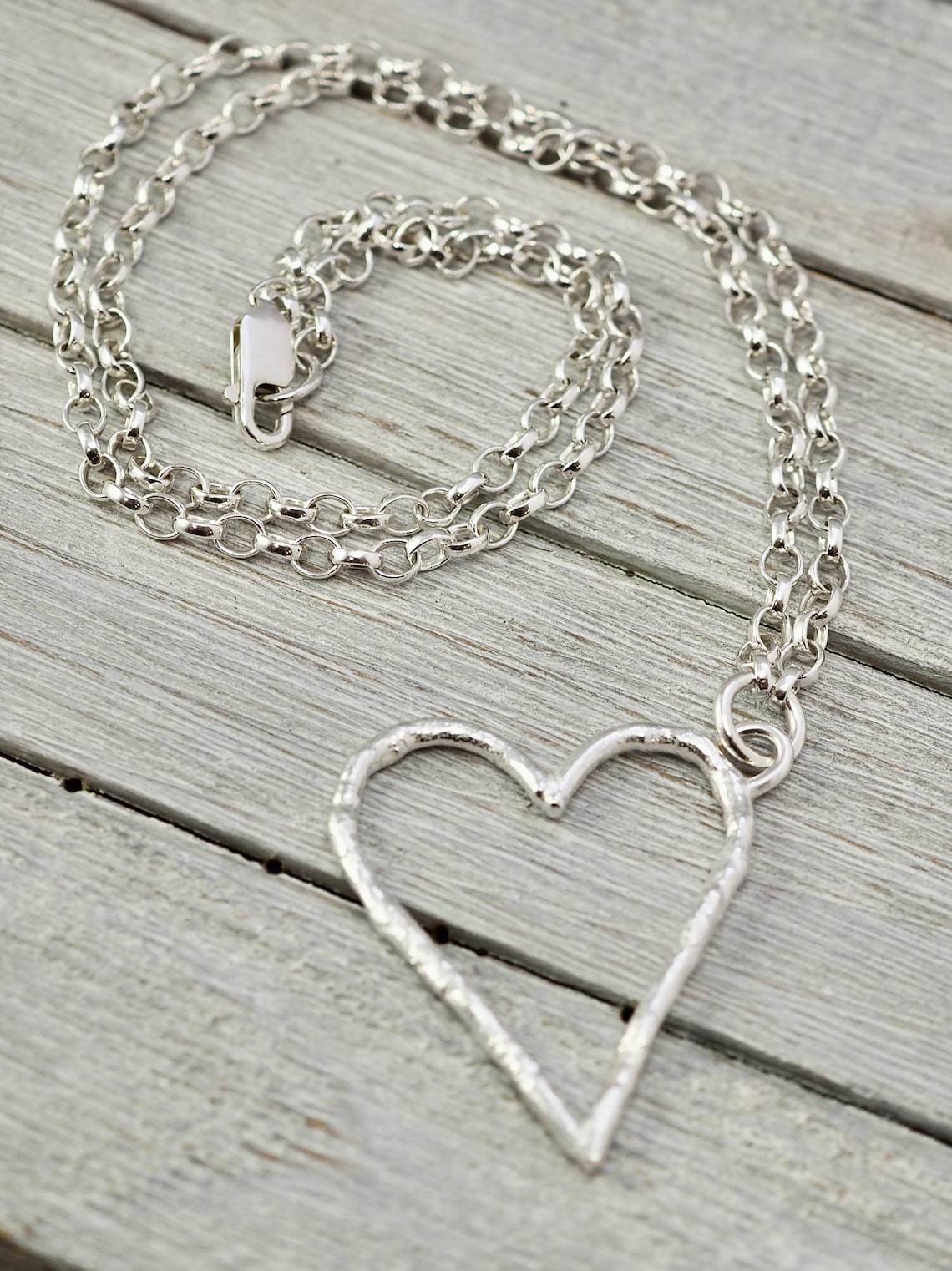 Chunky Silver Heart Pendant Silver Heart Necklace Sterling | Etsy Australia