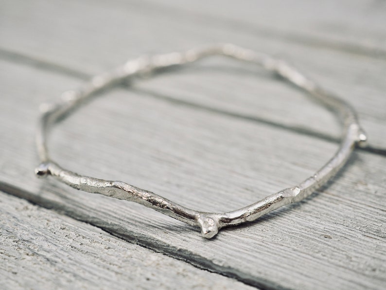 Sterling Silver Twig Bracelet 925 Sterling Silver Bangle - Etsy