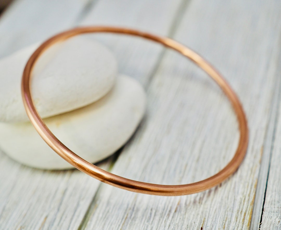 Round Copper Bangle | Stackable Copper Bangle | Handmade Copper ...