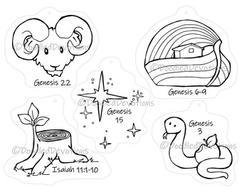 24 Jesse Tree Printable Ornaments PDF, Coloring Page Ornaments ...