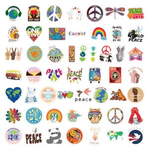 50pcs Hippy Hippie Stickers Pack Peace and Love Camper Van VW CND Car ...