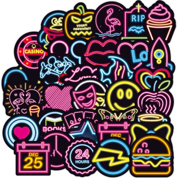 100PCS Neon Sign Stickers Bomb Graffiti Vinyl Decal Pack - Etsy