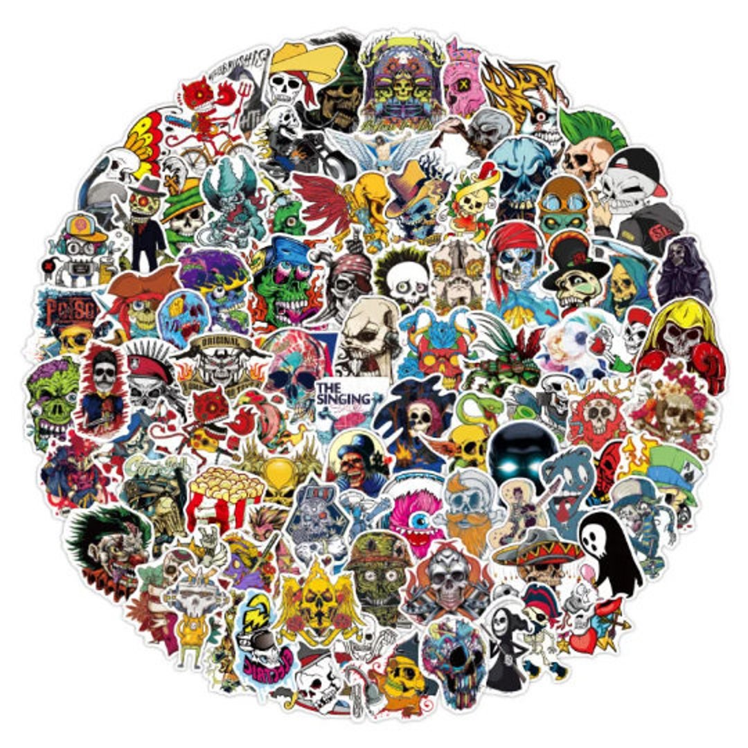 100pcs Horror Skull Stickers Laptop Luggage Decal Removable Vinyl Tide ...