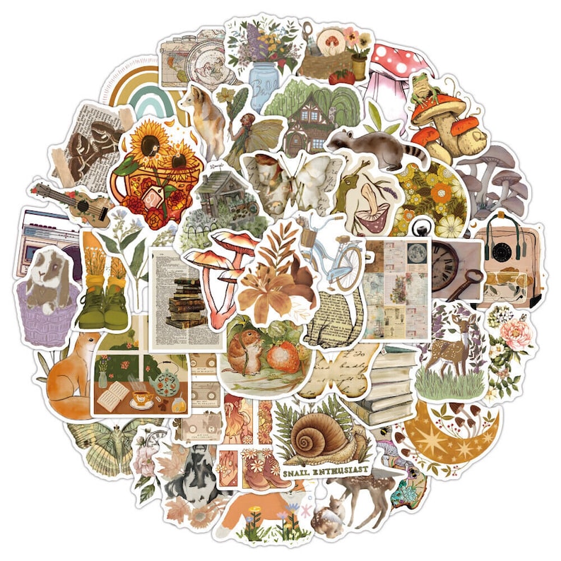100pcs Classic Vintage Stickers Animal Vinyl Art Scrapbook - Etsy