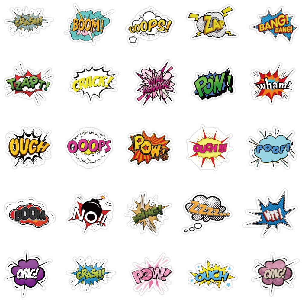 100pcs Comic Book Stickers Boom Bam Pow Wow Bang Explosion - Etsy
