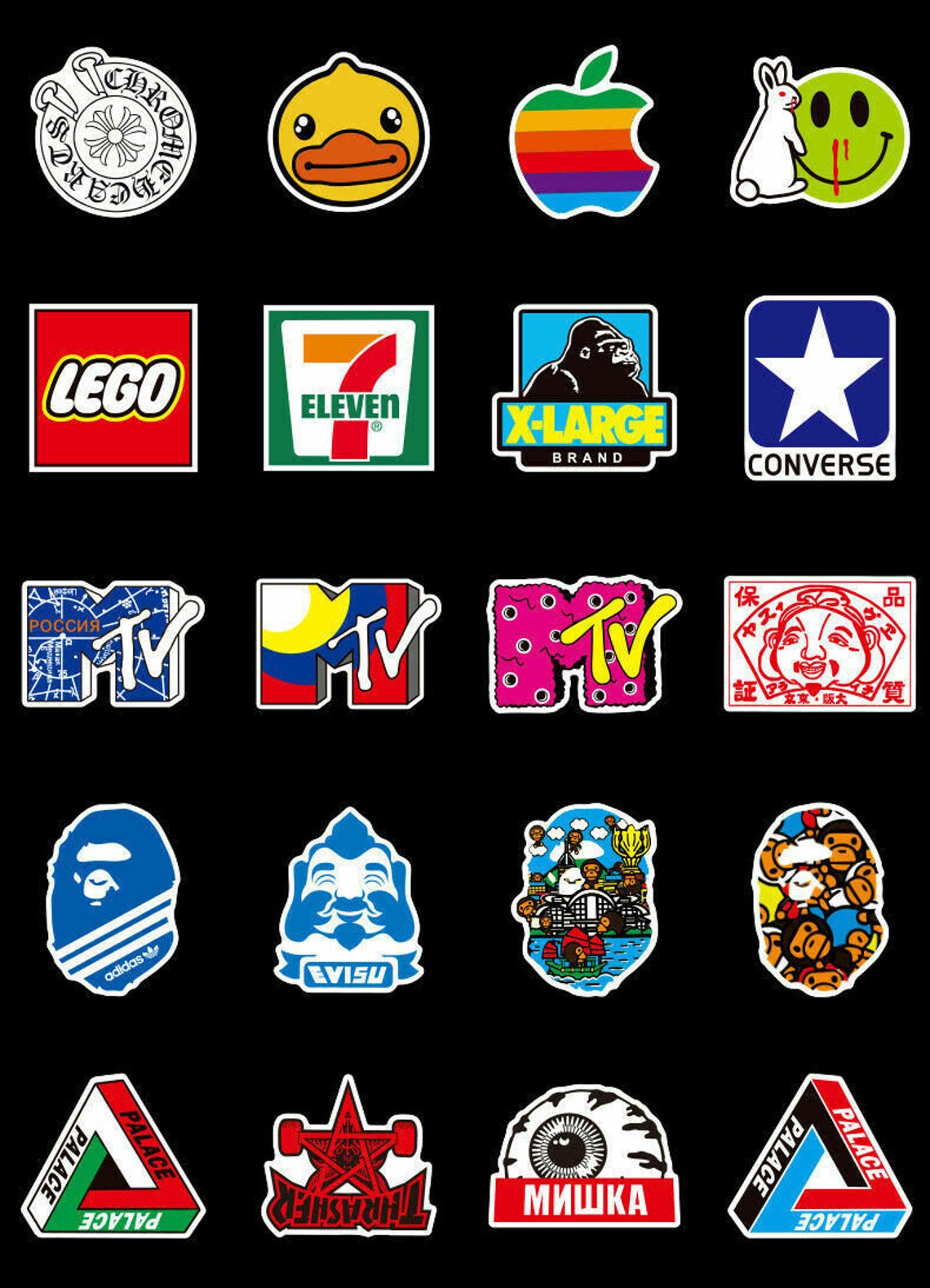 101pcs Hypebeast Brand Logo Stickers Pack Graffiti Vinyl Decal | Etsy