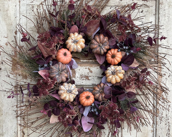 Rustic Fall Wreath for Front Door, Primitive Fall Wreath for Door ...