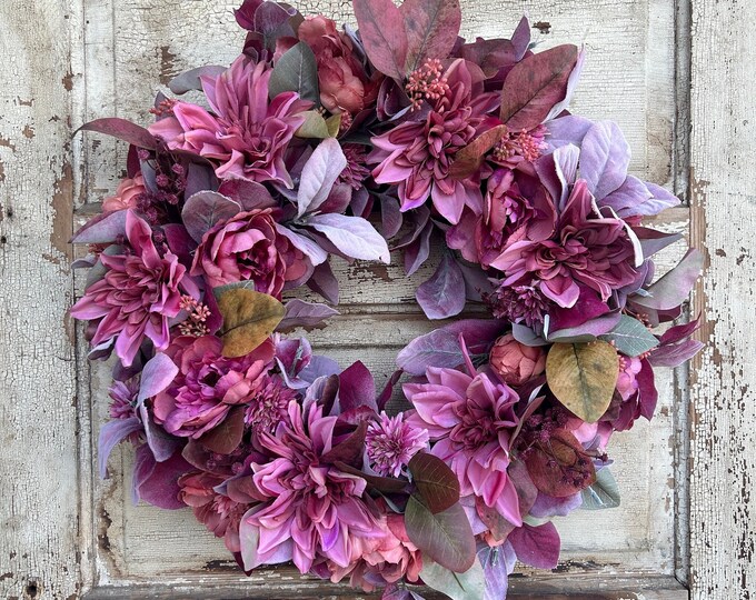Dusty Pink Fall Wreath for Front Door Pink Fall Door Decor - Etsy
