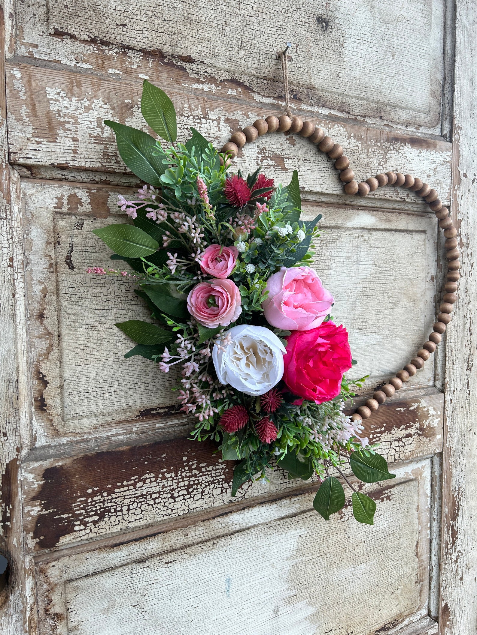 Heart Shape Beaded Wreath Boho Valentine's Day Wreath - Etsy