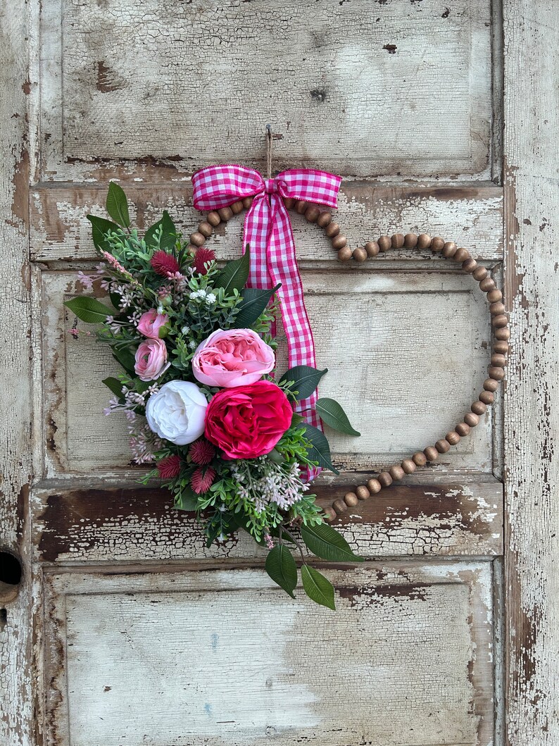 Heart Shape Beaded Wreath Boho Valentine's Day Wreath - Etsy