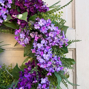 Full Purple Lilac Wreath for Front Door, Purple Lilac Wreath, Lilac ...