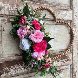 Heart Shape Beaded Wreath, Boho Valentine's Day Wreath, Valentine Heart ...