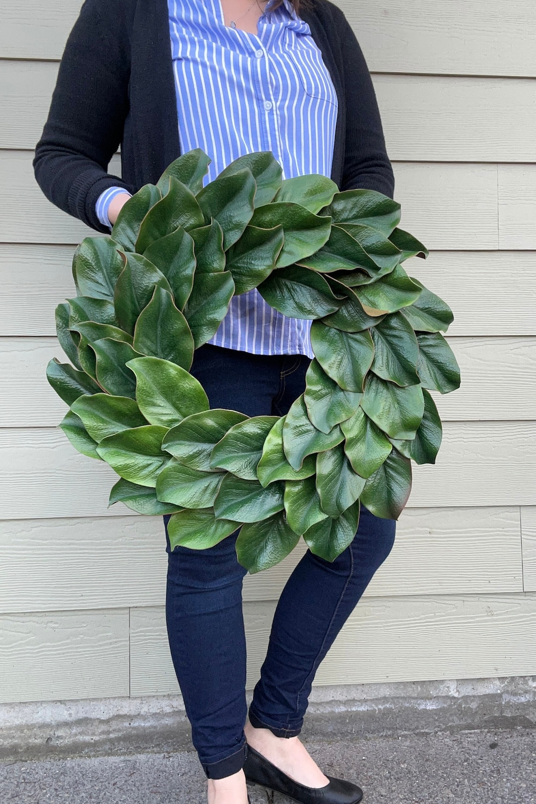 Classic Magnolia Wreath for Front Door, Magnolia Farmhouse Wreath ...