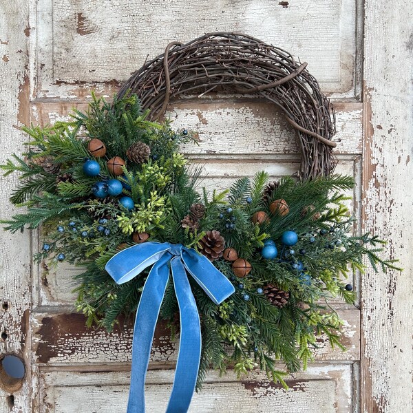 Blue Christmas Wreath - Etsy