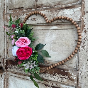 Heart Shape Beaded Wreath, Boho Valentine's Day Wreath, Valentine Heart ...