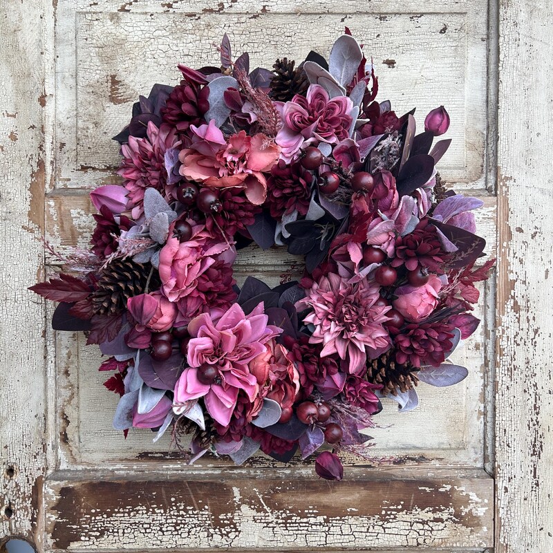 Pink Fall Wreath - Etsy