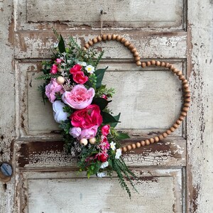 Heart Shape Beaded Wreath, Boho Valentine's Day Wreath, Valentine Heart ...