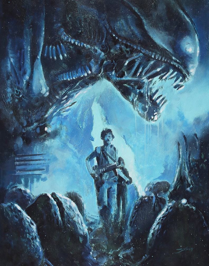 Alien Ripley and the Xenomorphs Art by Sv Bell | Etsy
