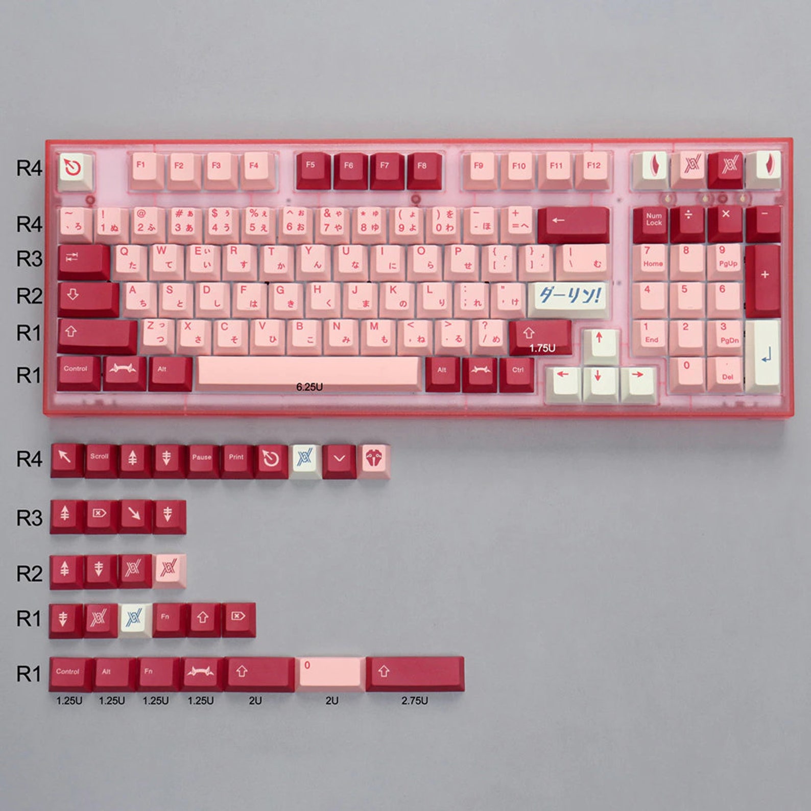 Replica Inspired GMK Darling Cherry Profile Double Shot PBT Pink ...