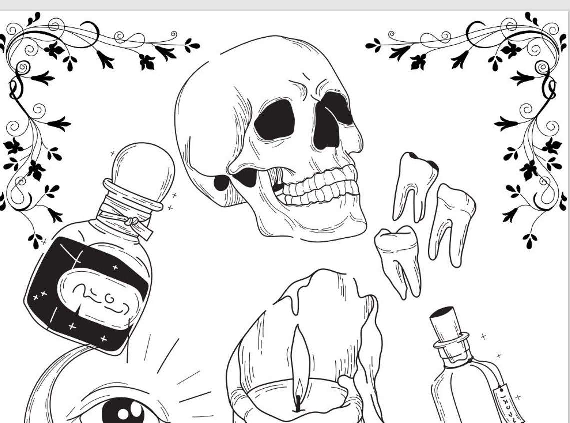 Adult Gothic Style Printable Colouring Pages - Etsy