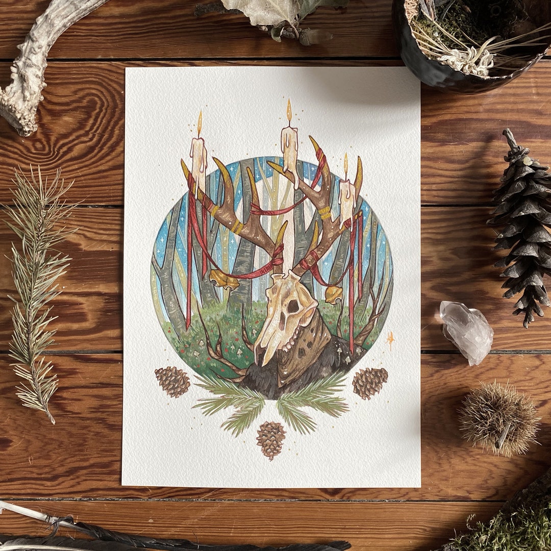 ORIGINAL: ANCIENT RITUAL // Watercolor and Gouache Illustration A4 210 ...
