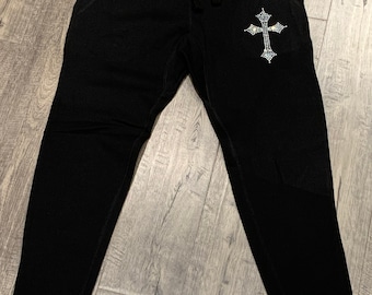 6 Cross Clear Rhinestones Joggers. | Etsy