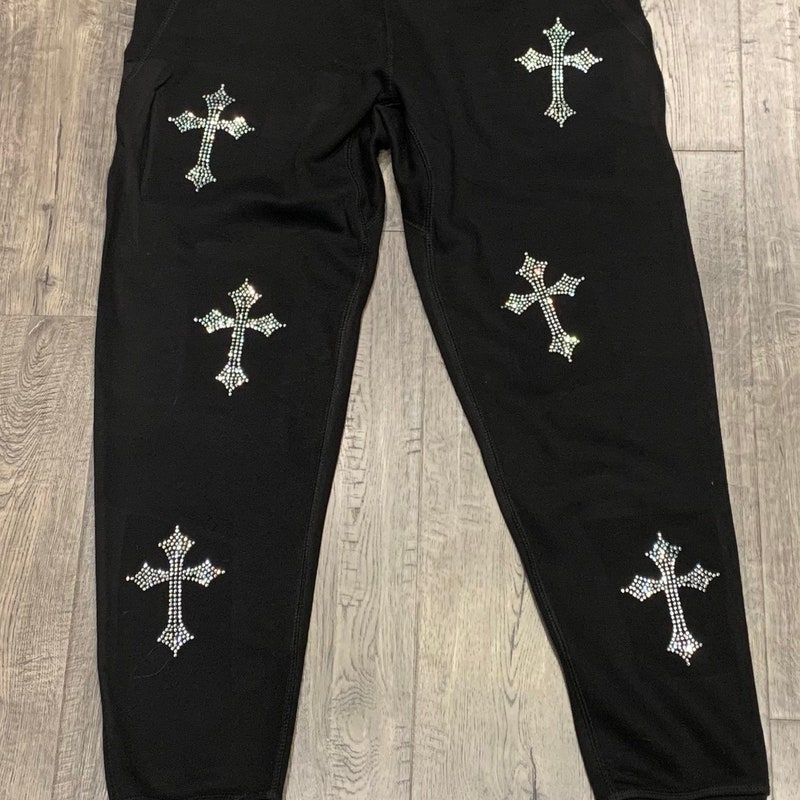 Rhinestone Sweat Pants - Etsy