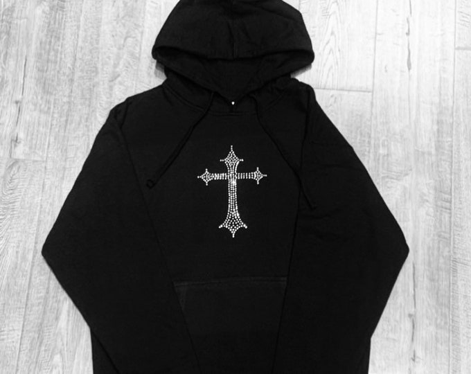 Cyber Cross Y2K Gothic Rhinestone Hoodie Vol.2 Navy Blue - Etsy