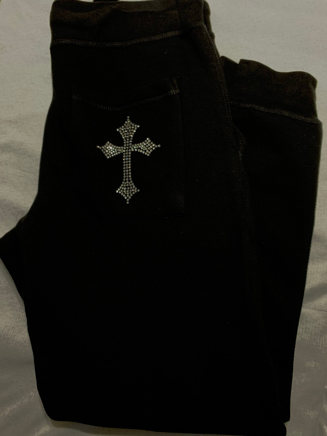 6 Cross Clear Rhinestones Joggers. - Etsy