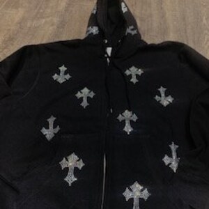 Small Rhinestone Cross Zip UP - Etsy