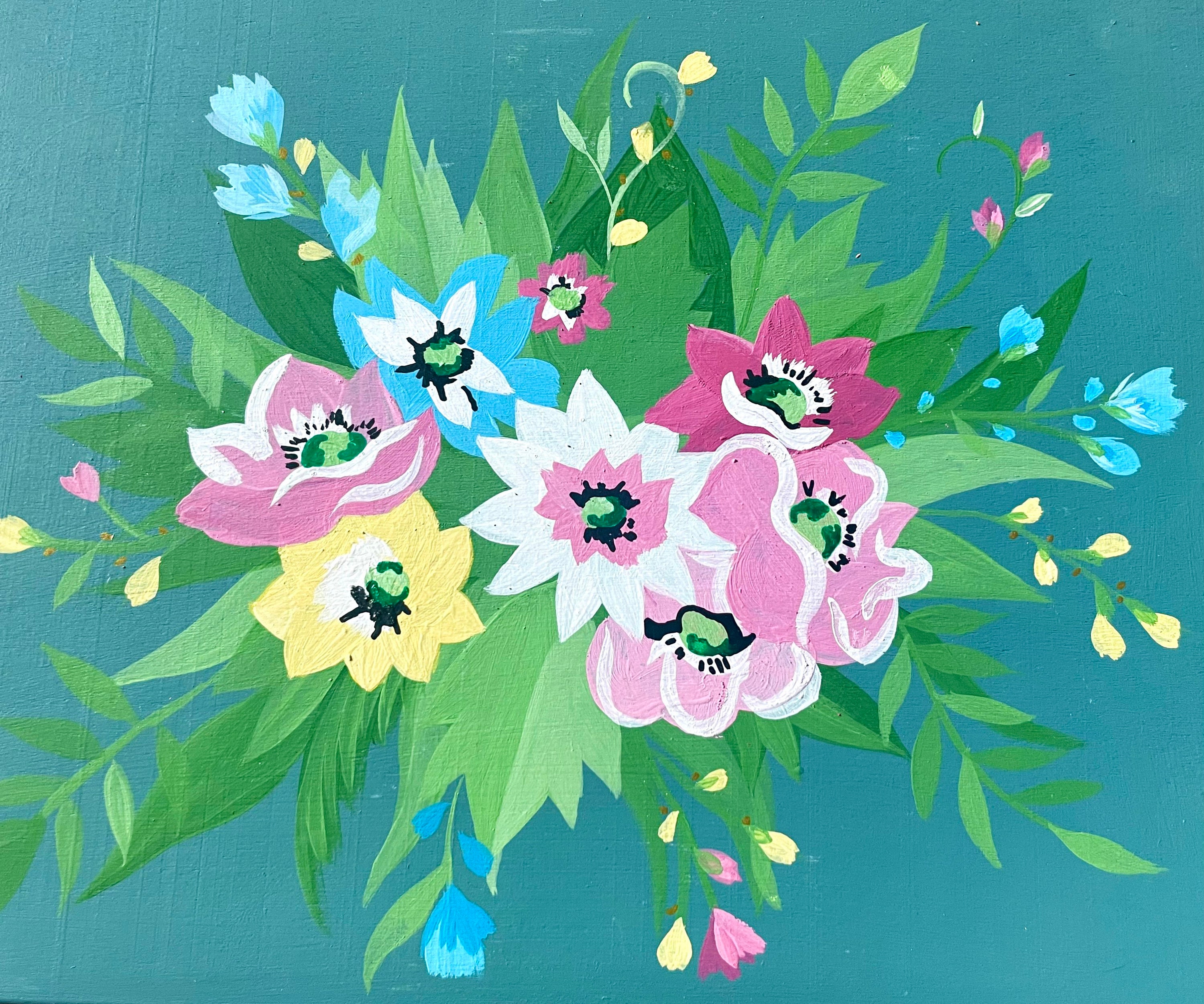 Cheerful Hand Painted Floral Storage Box. Ideal for Jewellery, Storage ...