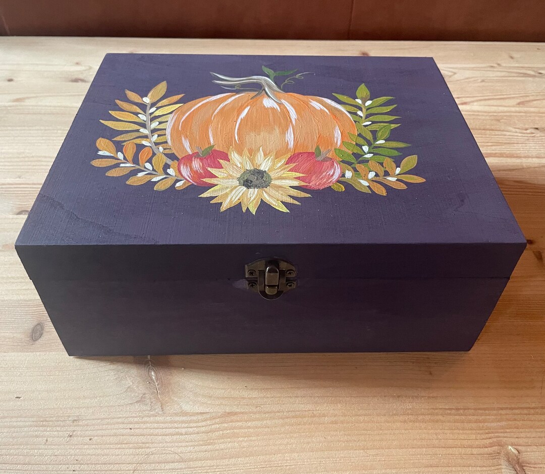 Beautifully Hand Painted Autumnal Box .halloween Box. Autumn Box ...