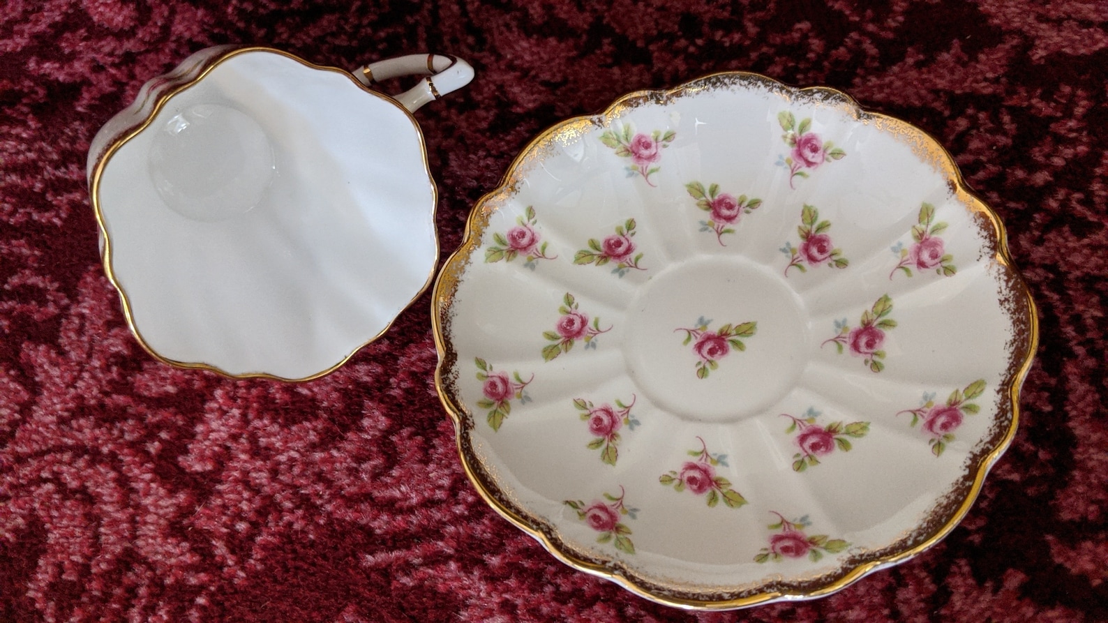 Vintage Victoria Bone China Teacup and Saucer Pink Roses | Etsy