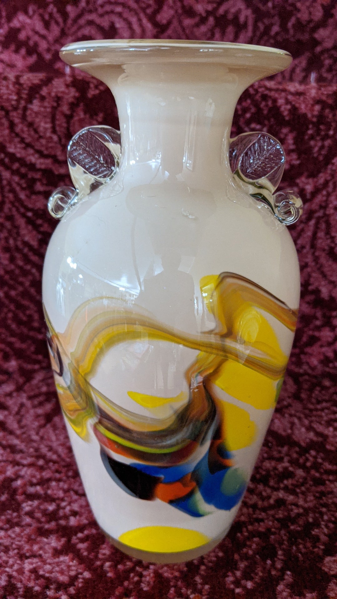Vintage Art Glass Colourful Vase Tab Handles - Etsy