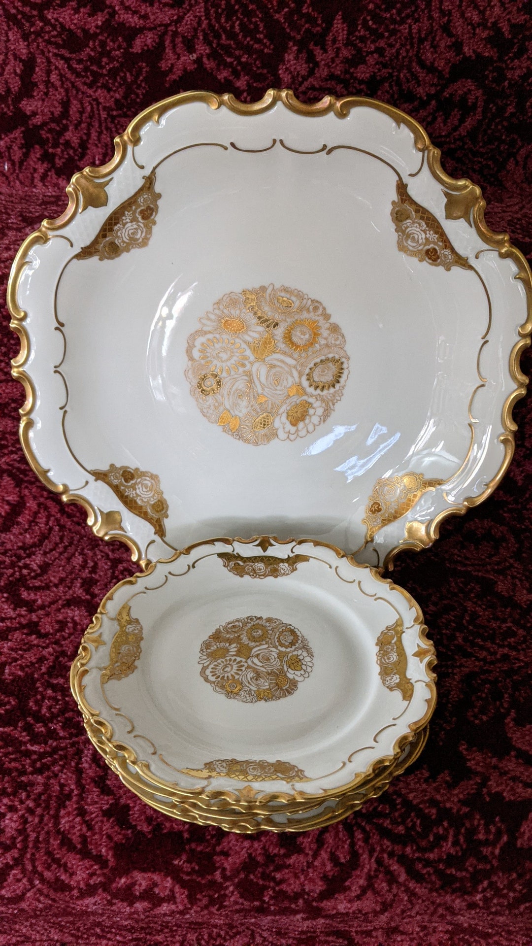 Vintage Rosenthal Dessert 6pc Set Bone China Germany Rococo Gold - Etsy