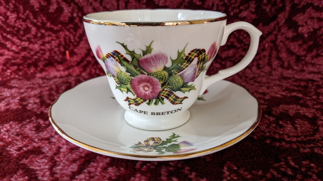 Vintage Crown Warwick Teacup and Saucer Bone China England Cape Breton ...