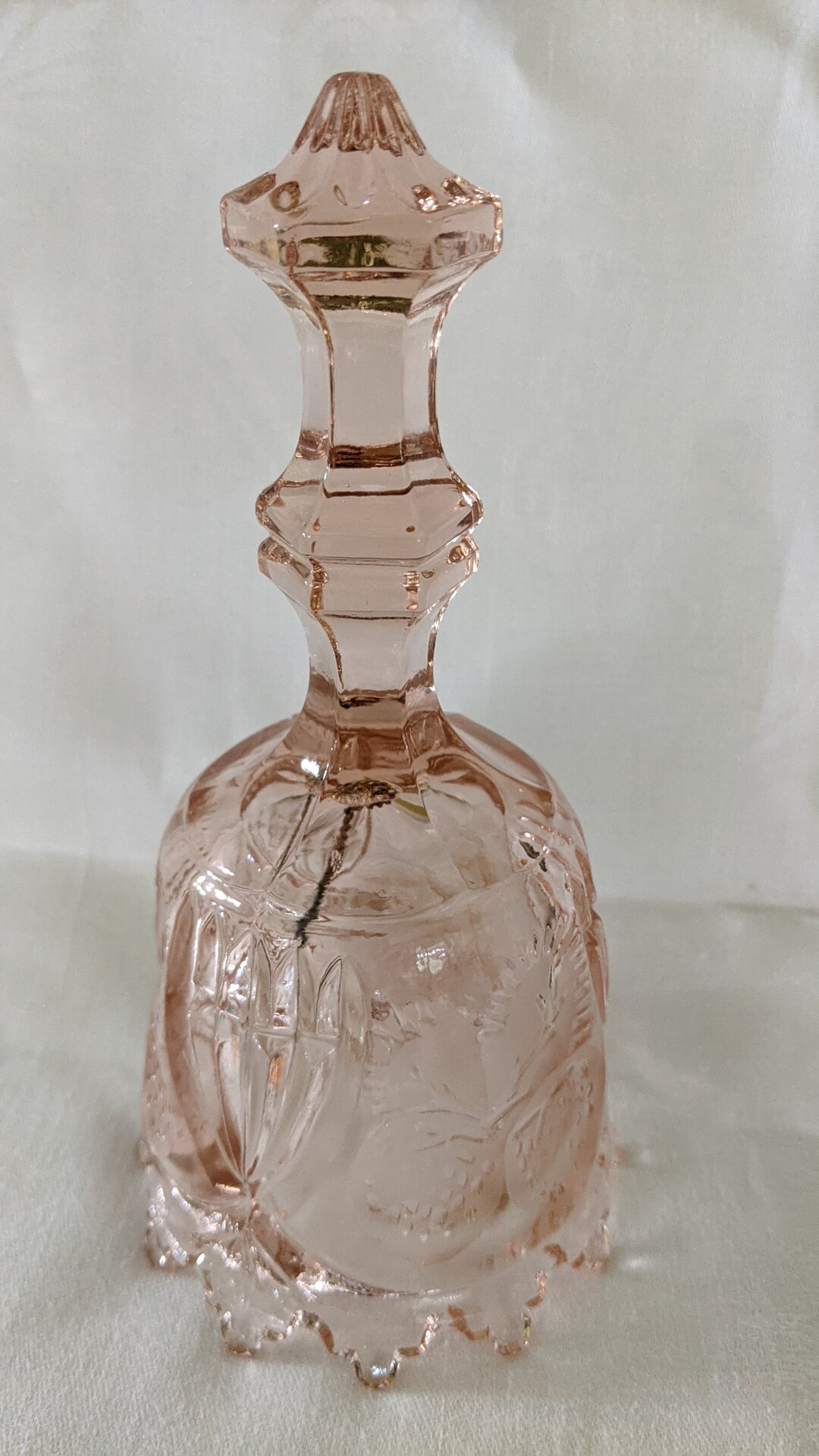 Vintage Pressed Glass Pink Bell Frosted Panels - Etsy