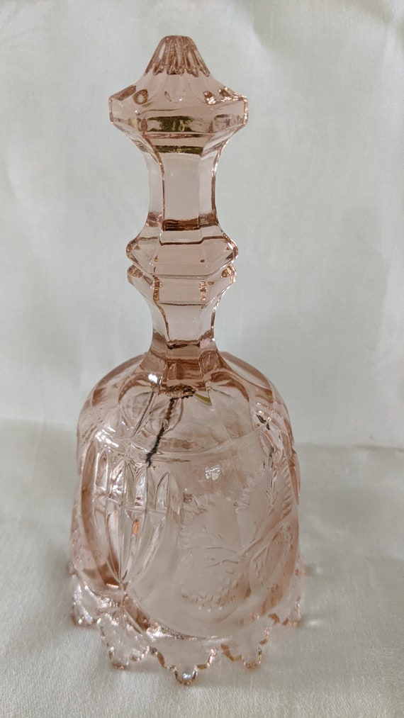 Vintage Pressed Glass Pink Bell Frosted Panels - Etsy