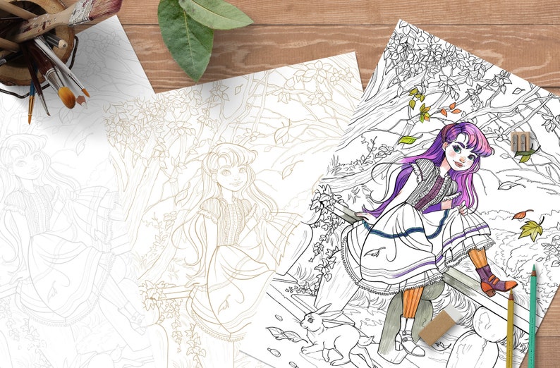 Autumnal Alice Printable Coloring Page - Etsy
