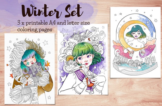 Printable Winter Coloring Pages Set | Etsy