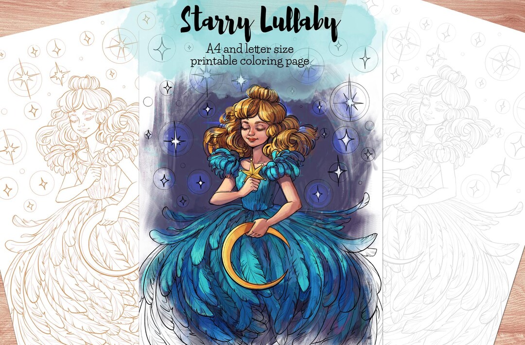 Starry Lullaby - Printable Coloring Page - Etsy