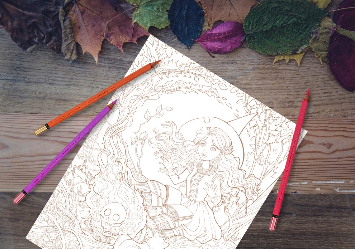 Witchcraft Printable Coloring Page A4 and Letter Size - Etsy