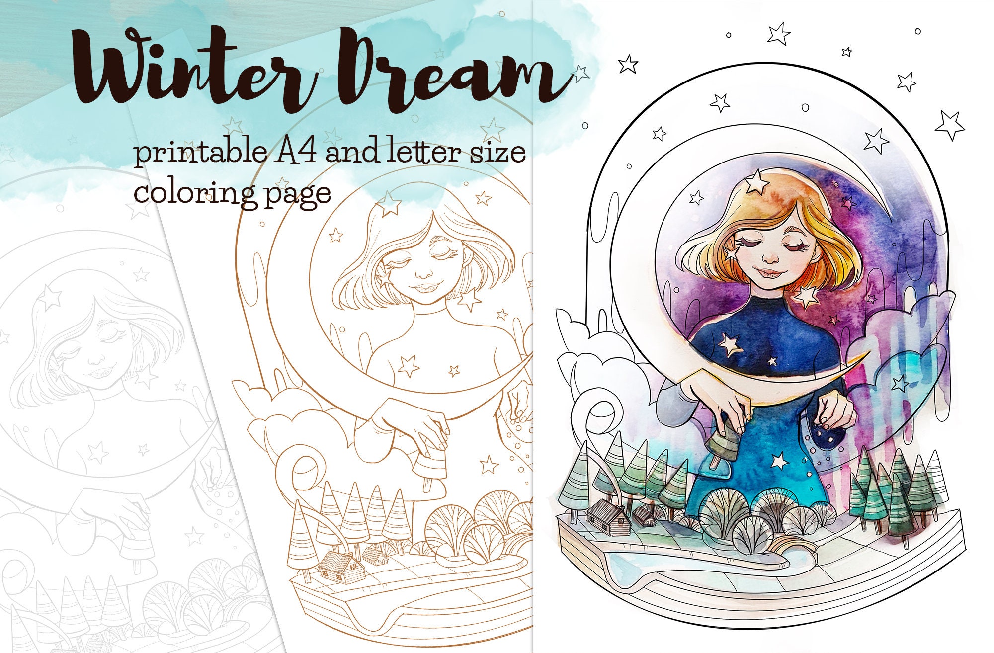 Printable Winter Coloring Pages Set - Etsy