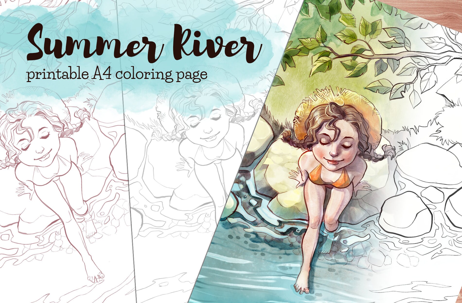 Printable Summer Coloring 3 pages set | Etsy