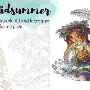 Slavic Midsummer Coloring Page in Black and White Light Grey - Etsy