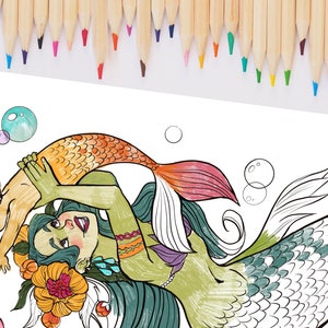 Mother Mermaid Coloring Page (printable B&w, Light Grey and Sepia) - Etsy
