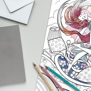 Digital Coloring Page Lucid Dreams (b&w, Light Grey and Sepia) - Etsy